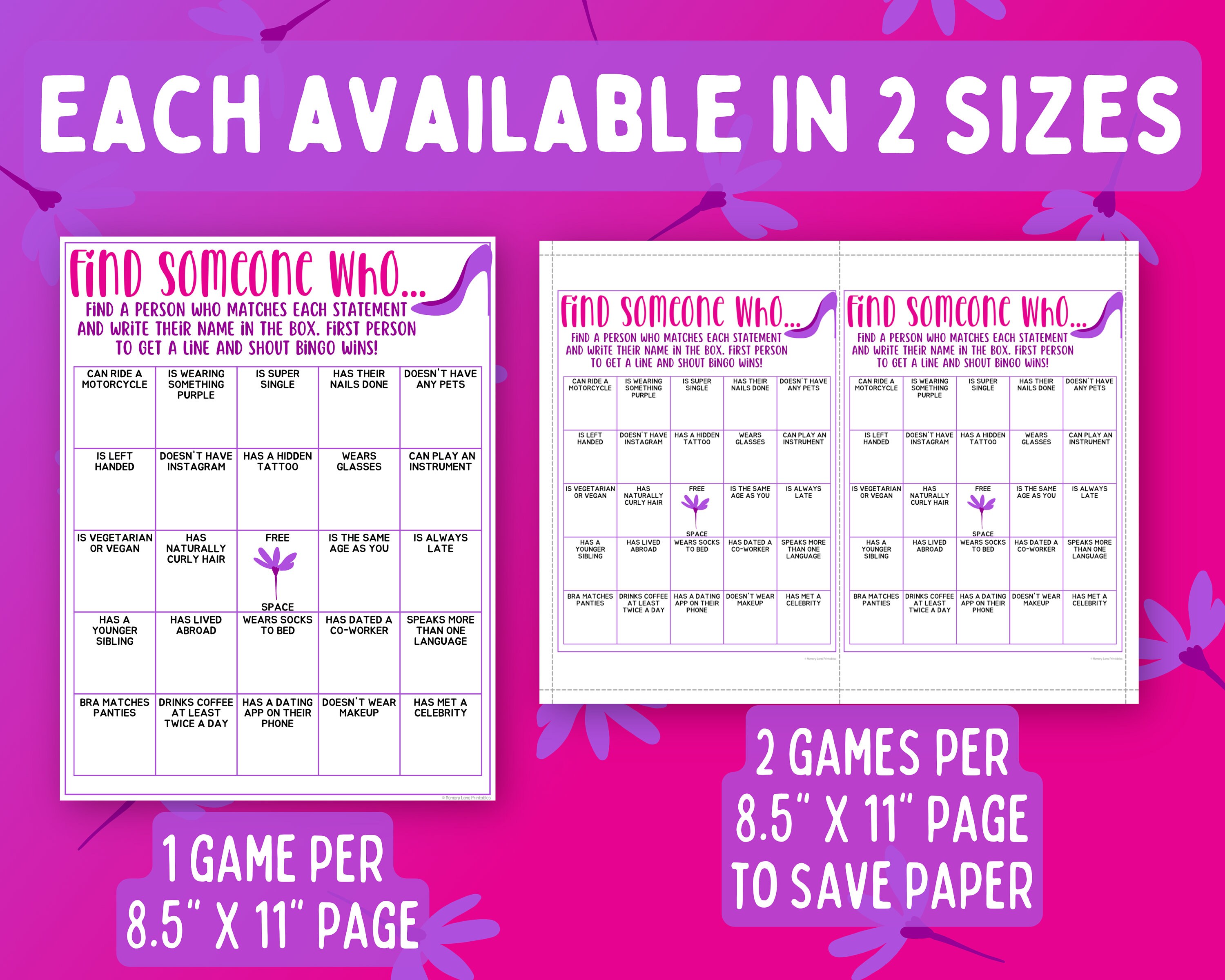 Ladies' Night Find Someone Who Game | Ladies Night Party Game | Fun ...