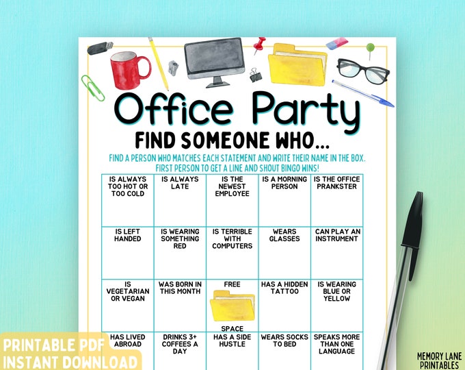 Team Social Bingo, Work Party Game | Icebreaker | Fun Printable Game ...