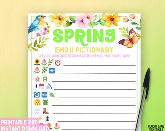 Spring Emoji Pictionary Printable Game Fun Spring Party - Etsy UK
