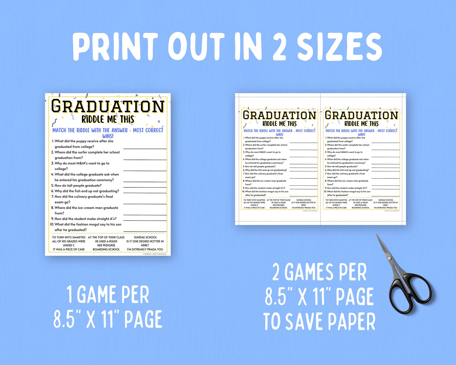 Graduation Riddle Me This Game Graduation Party Game Fun Graduation ...