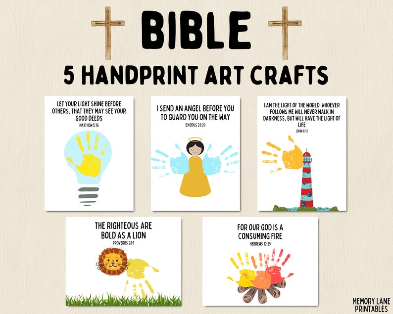 Bible Handprint Art Bundle Bible Handprint Crafts Fun Printable Crafts ...