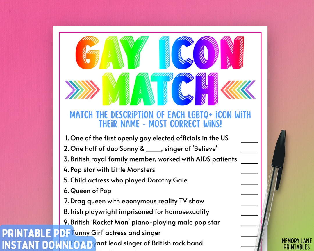 Pride Trivia Game LGBTQ Pride Party Game Pride Gay Icons Game Rainbow ...