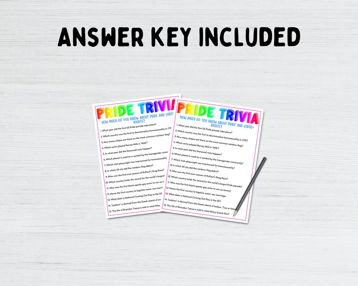 Pride Trivia Game | LGBTQ+ Pride Party Game | Pride Party Game ...
