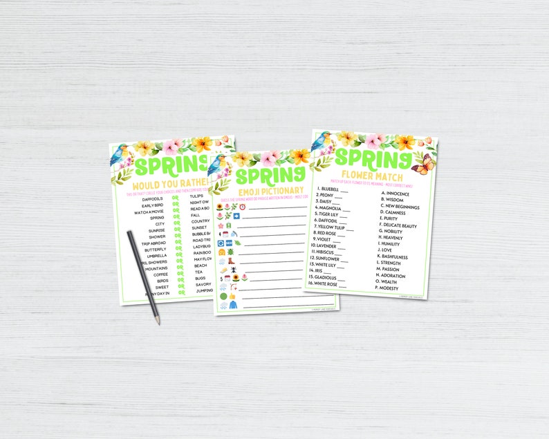 Spring Games Bundle Spring Party Games Fun Printable Spring Games ...
