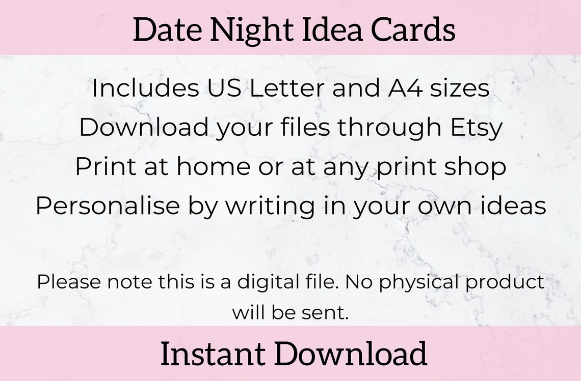 Date Night Cards A Year of Dates Printable Date Night Jar Valentine's ...
