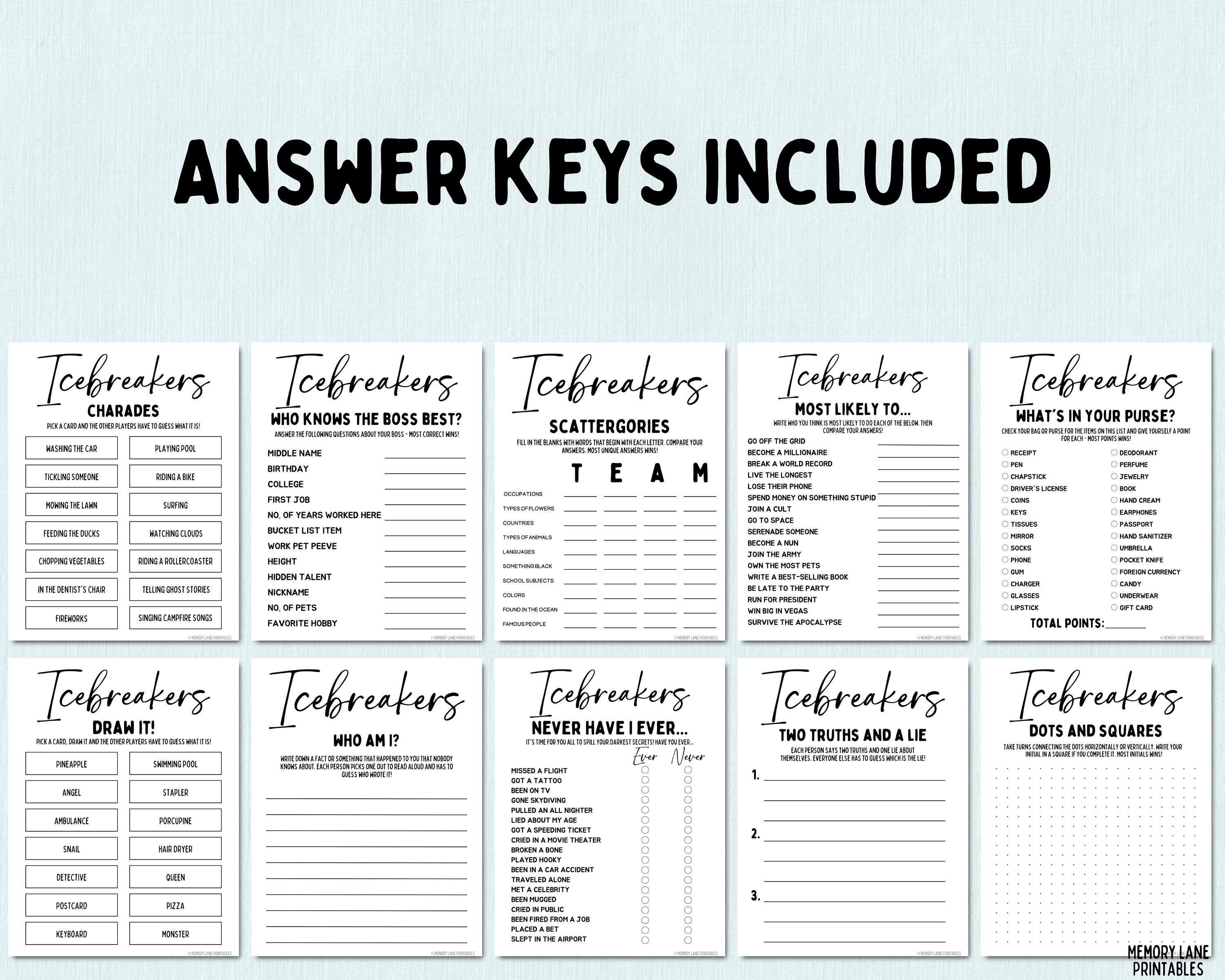 Icebreaker Games Bundle | Group Activity | Office Games | Fun Printable ...