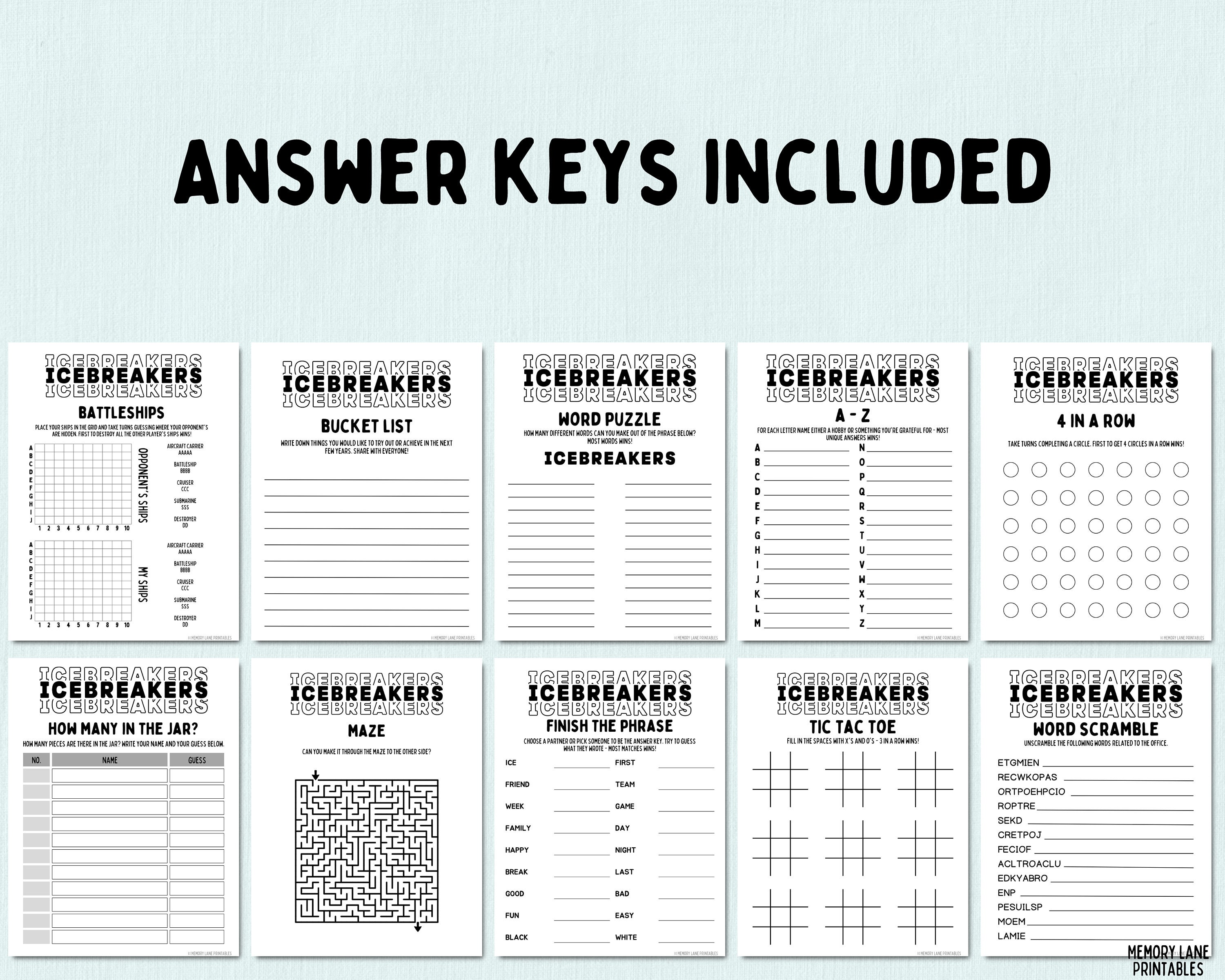 Icebreaker Games Bundle | Group Activity | Office Games | Fun Printable ...