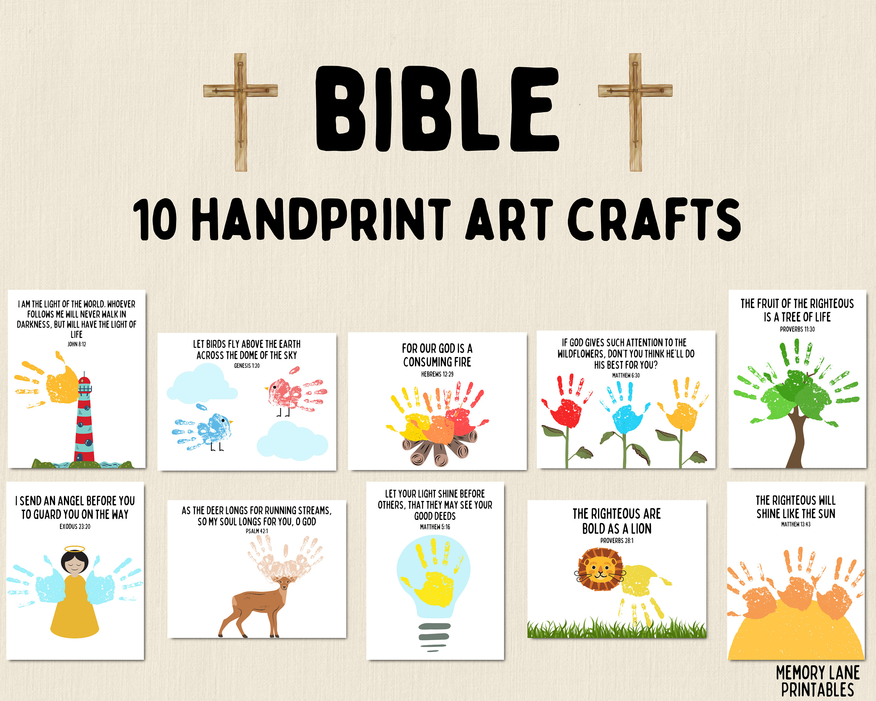 Bible Handprint Art Bundle Bible Handprint Crafts Fun - Etsy