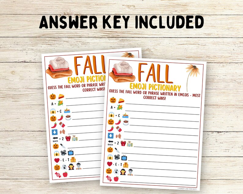 Fall Emoji Pictionary Game | Autumn Party Game | Fun Printable Fall ...