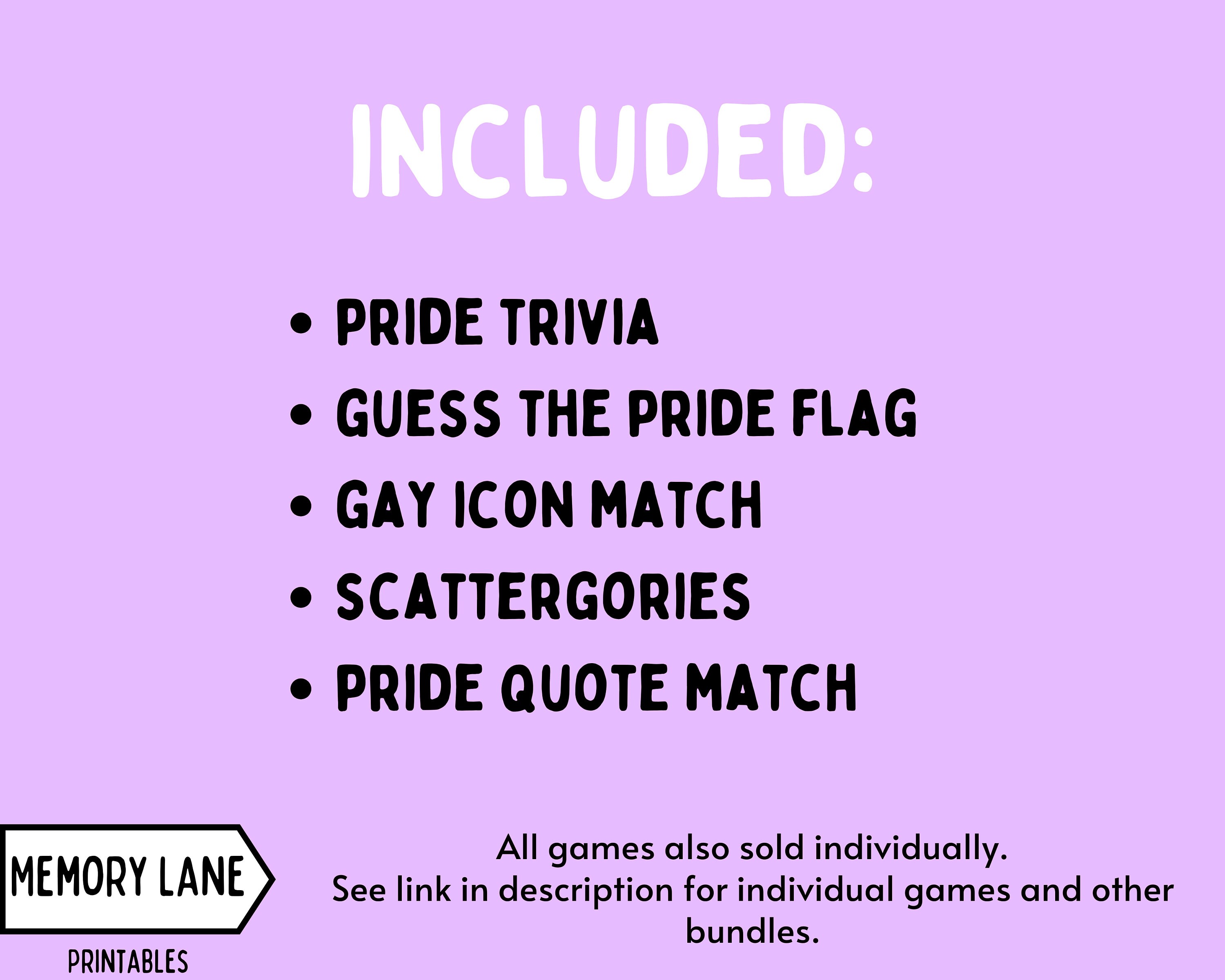 Pride Party Games Bundle | 5 LGBTQ+ Pride Games | Pride Trivia Games ...