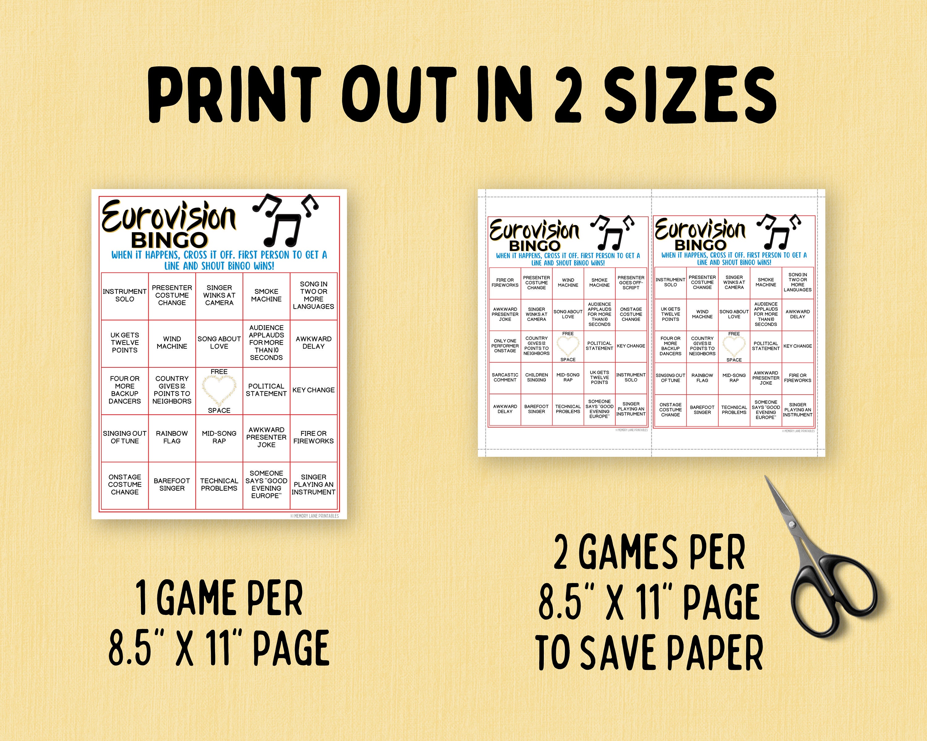 Eurovision Bingo Game Eurovision Party Game Printable Eurovision Song ...