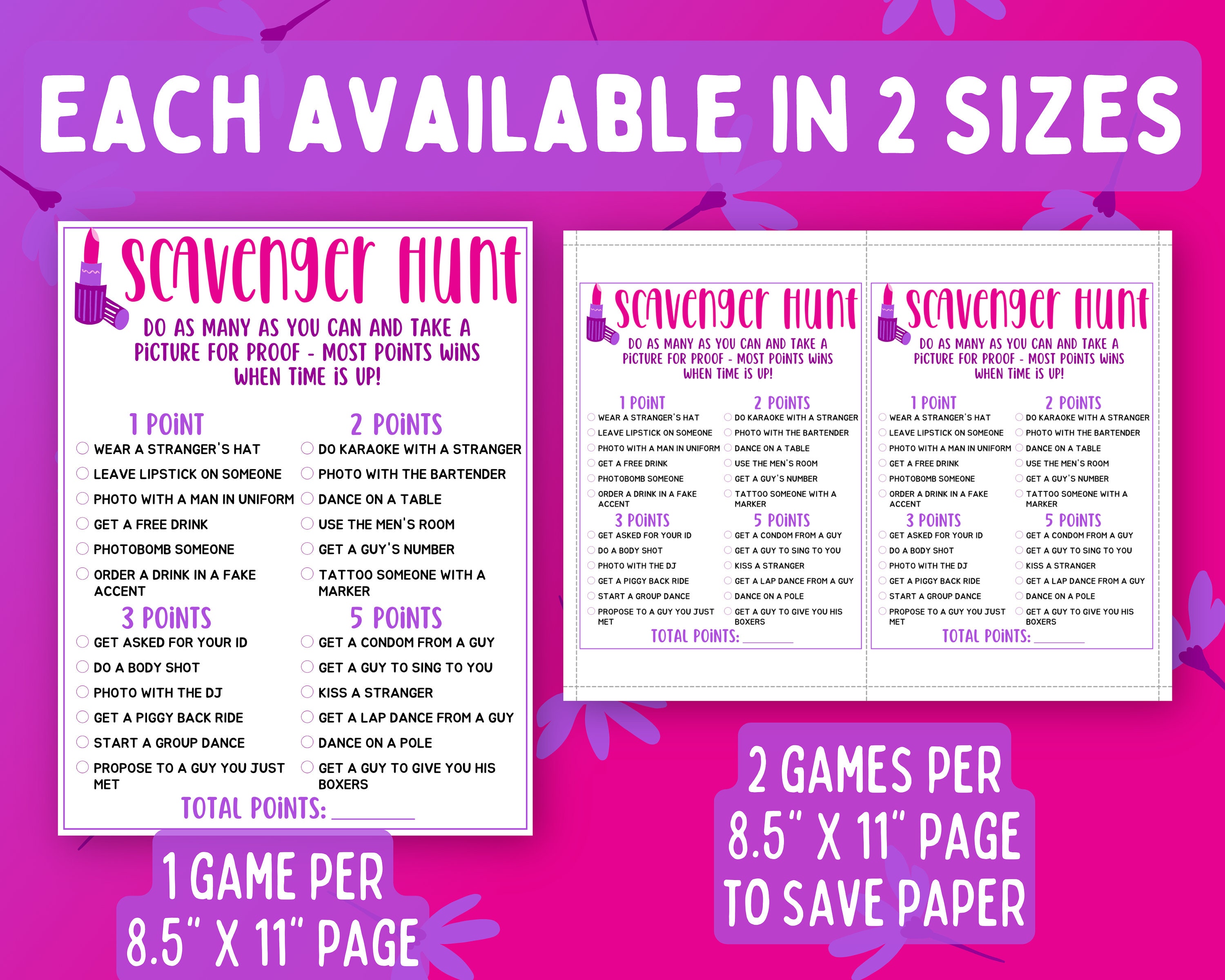 Ladies' Night Scavenger Hunt Game | Ladies Night Party Game | Fun Girls ...