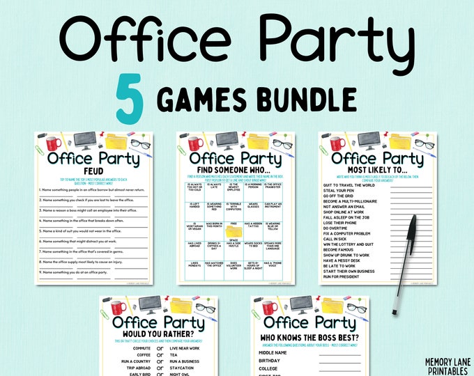 Office Party Games Bundle Printable Team Building Games for Work ...