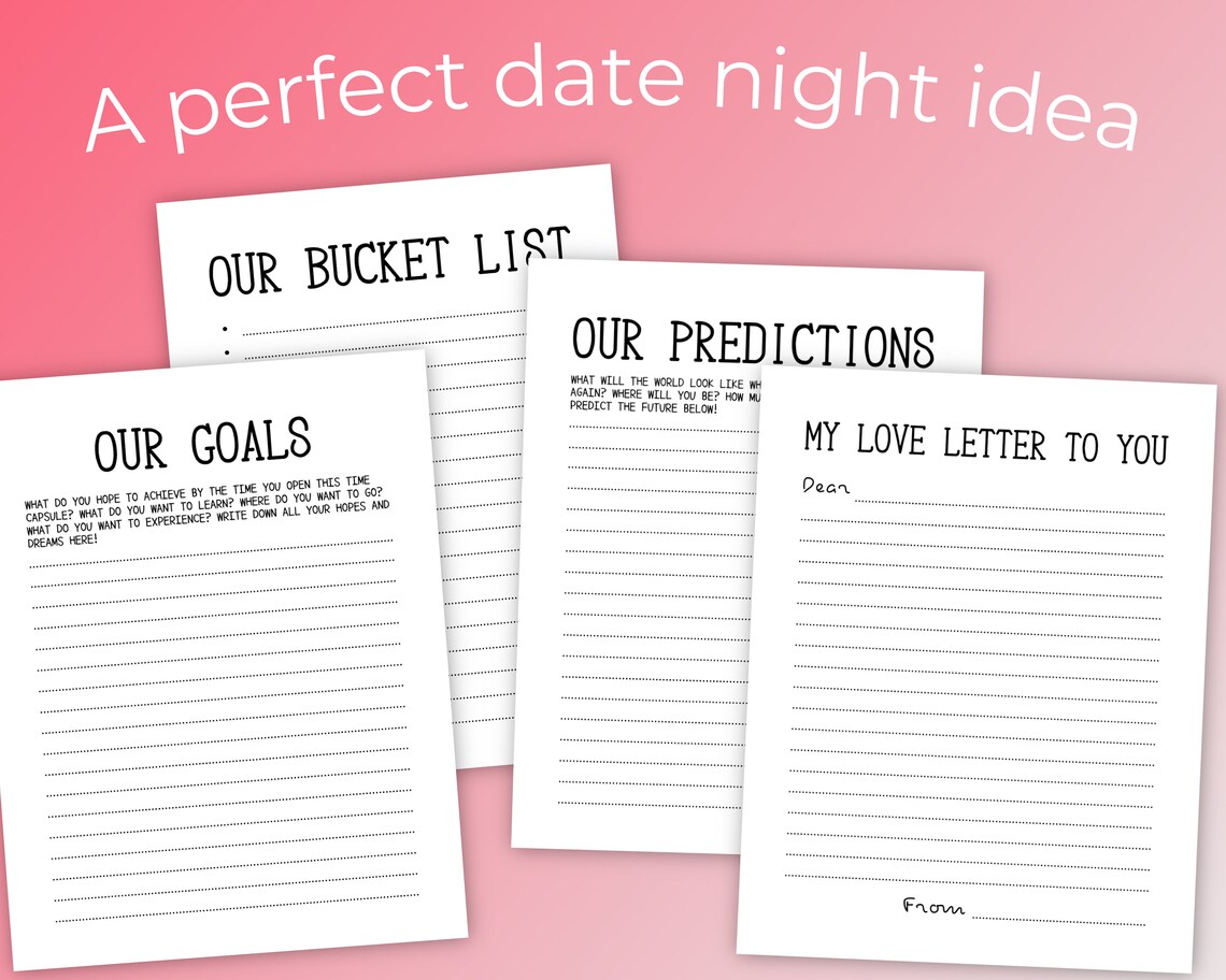 Time Capsule for Couples | Printable Date Night Activity | Valentine's ...