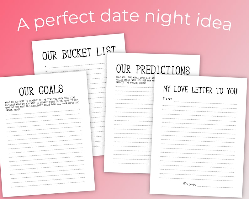Time Capsule for Couples | Printable Date Night Activity | Valentine's ...
