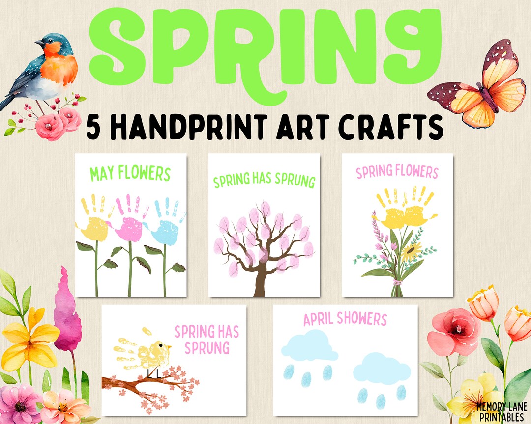 Spring Handprint Art Bundle Spring Handprint Crafts Fun Printable ...