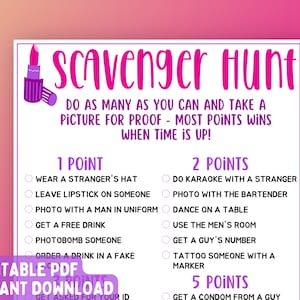 Ladies' Night Scavenger Hunt Game | Ladies Night Party Game | Fun Girls ...