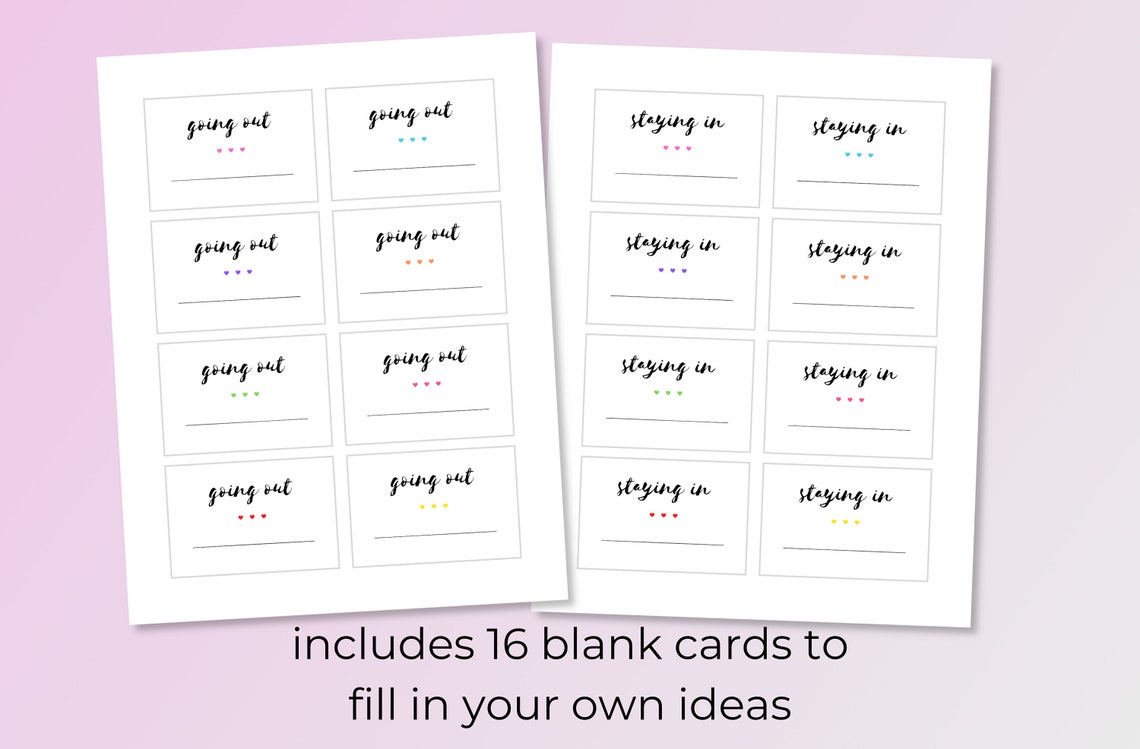 Date Night Cards A Year of Dates Printable Date Night Jar Valentine's ...