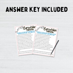 Eurovision Trivia Game | Eurovision Party Game | Printable Eurovision ...