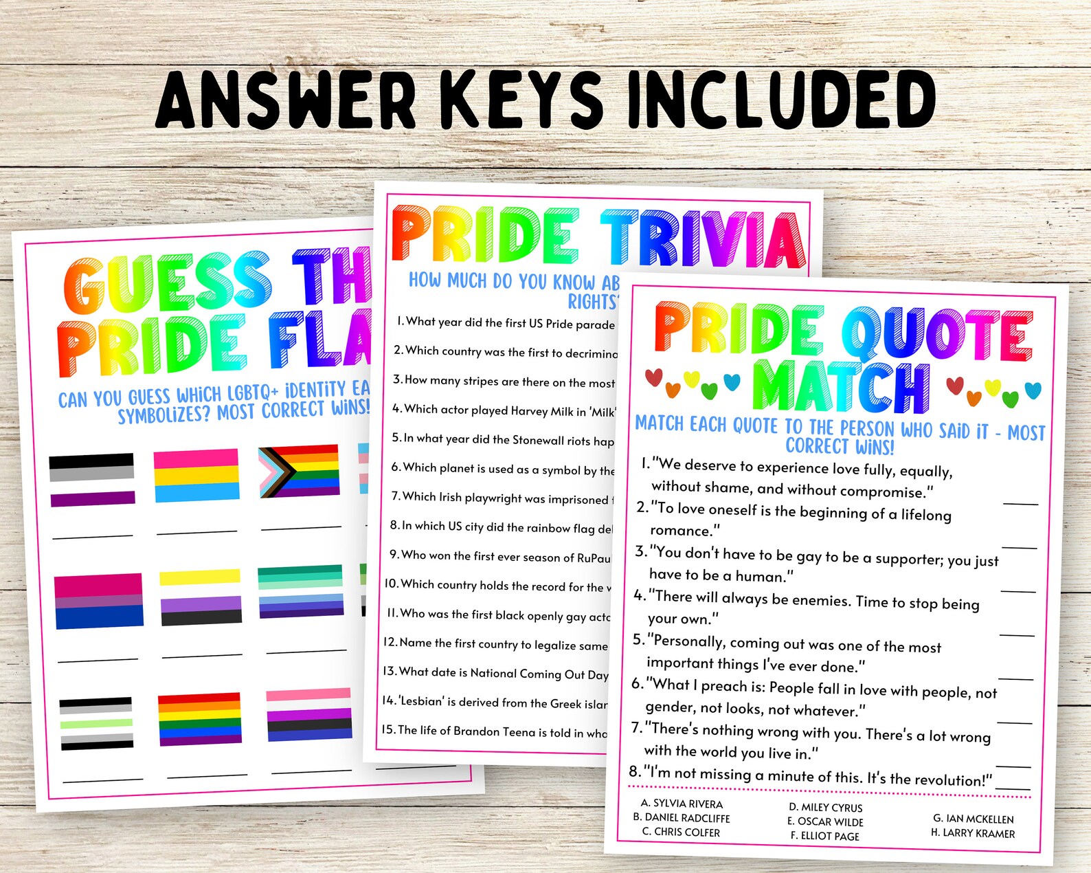 Pride Party Games Bundle 5 LGBTQ Pride Games Pride Trivia | Etsy UK