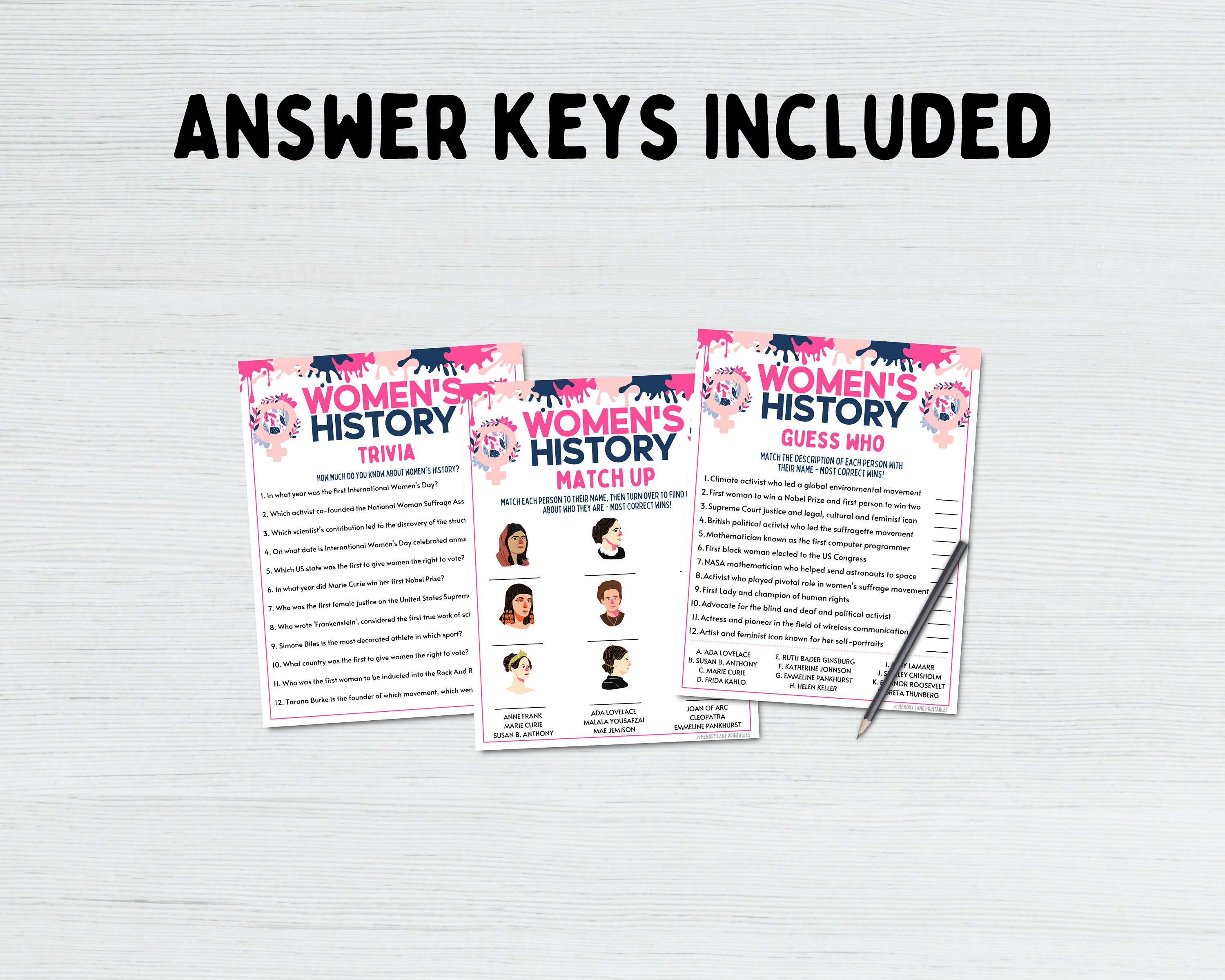 International Women's Day Games Bundle Women's History Month Trivia ...