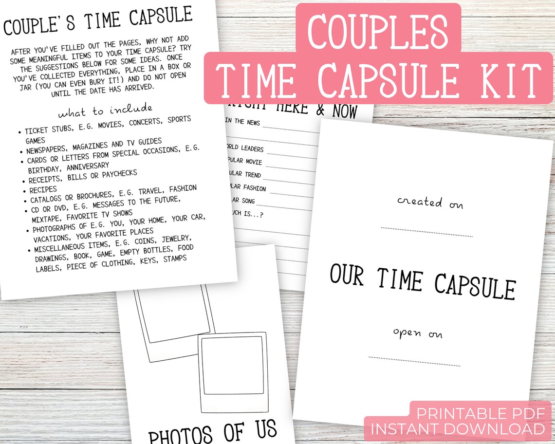 Time Capsule for Couples | Printable Date Night Activity | Valentine's ...