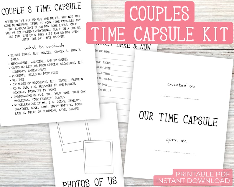 Time Capsule for Couples | Printable Date Night Activity | Valentine's ...