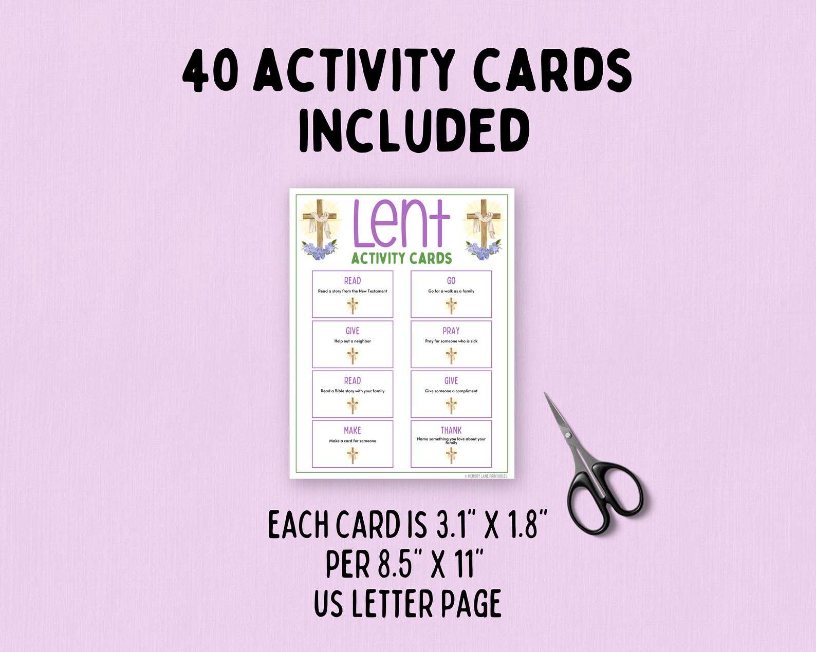 Lent Activity Cards Lenten Game Lent Activities for Kids Lent Church ...