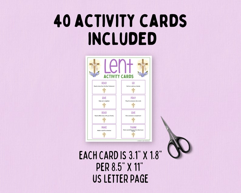 Lent Activity Cards Lenten Game Lent Activities for Kids Lent Church ...