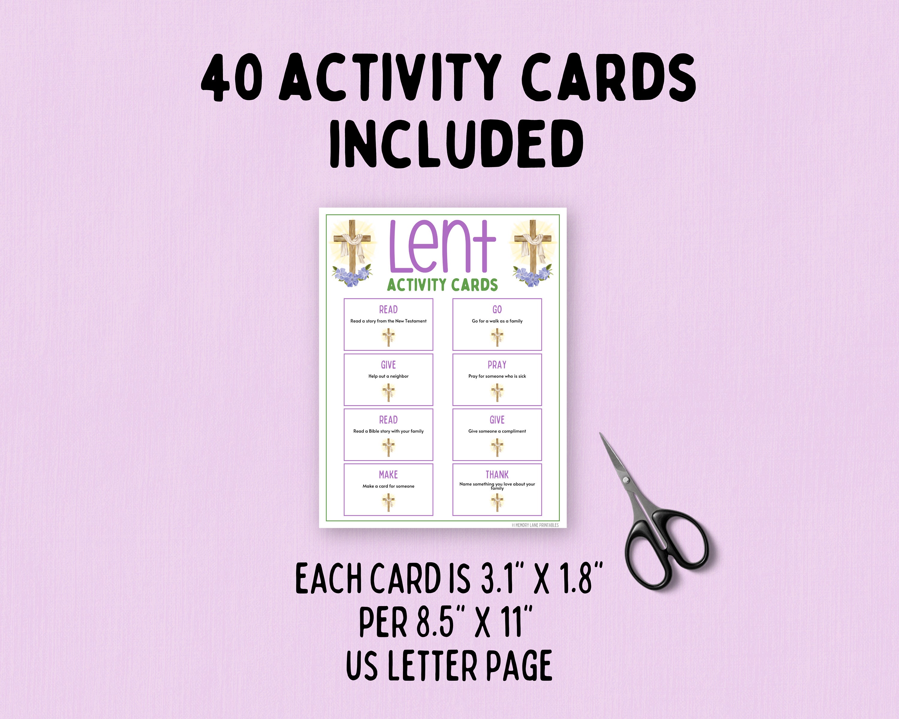 Lent Activity Cards Lenten Game Lent Activities for Kids Lent Church ...