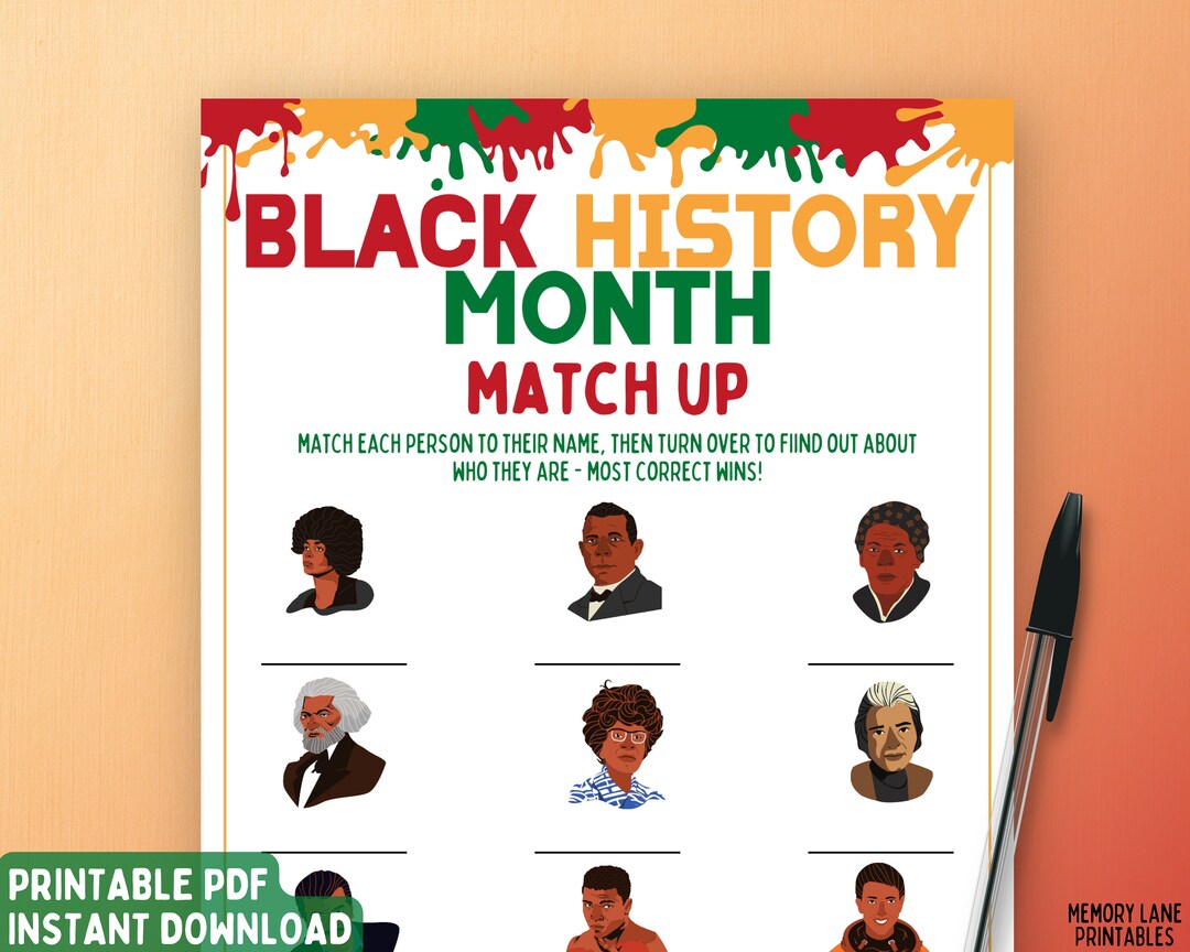 Black History Month Match Game | Black History Trivia Game | Fun ...