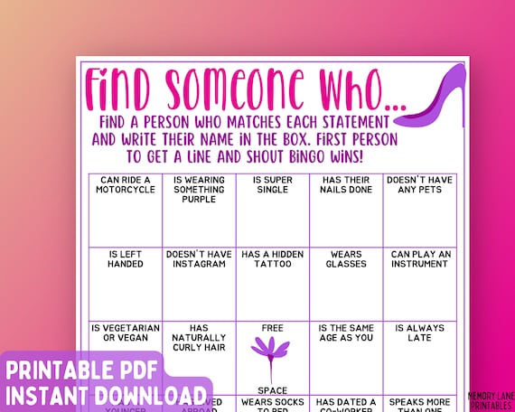 Ladies' Night Find Someone Who Game Ladies Night Party - Etsy