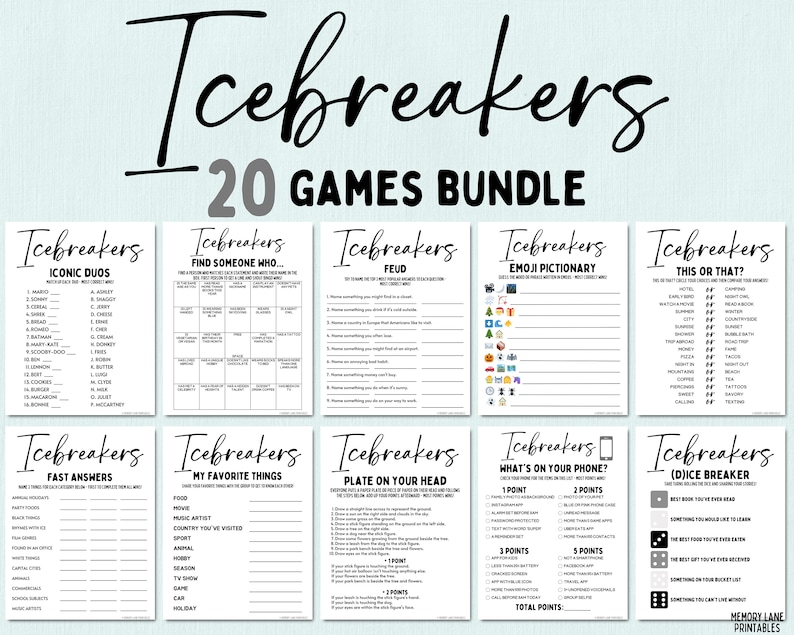 Icebreaker Games Bundle Group Activity Office Games Fun - Etsy