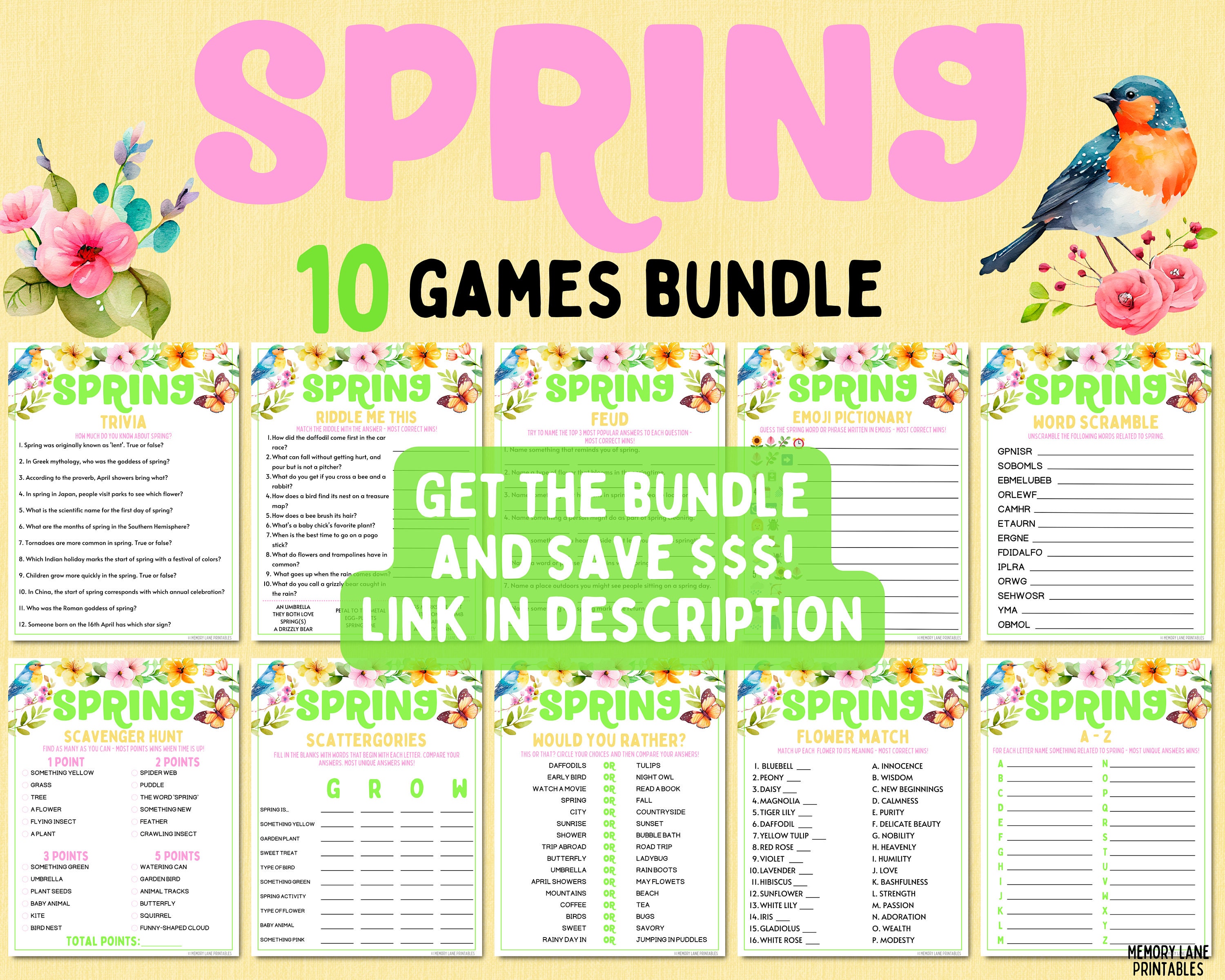 Spring Emoji Pictionary Game Spring Party Game Fun - Etsy