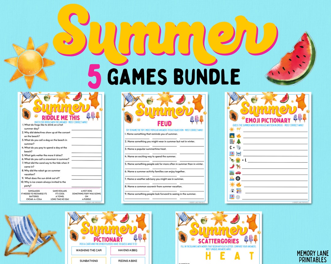 Summer Games Bundle | Summer Party Games | Fun Printable Summertime ...