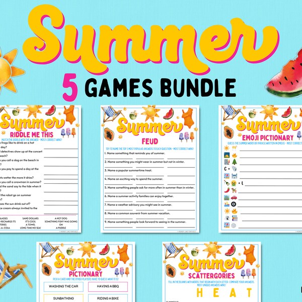 Summer Printable Games - Etsy