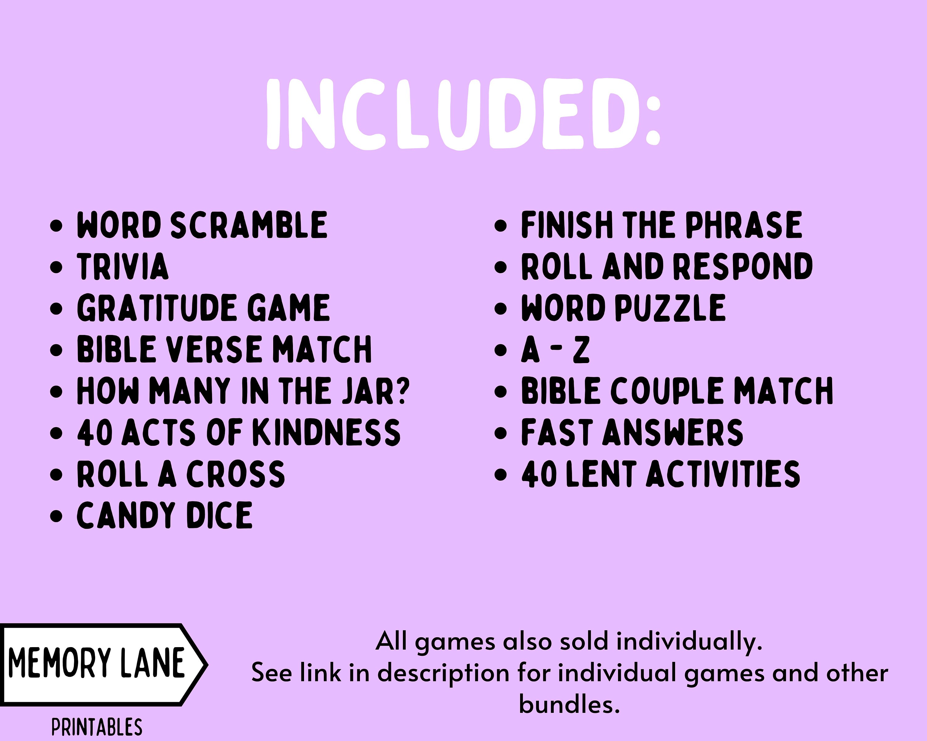 Lent Games Bundle | Lenten Games | Lent Activities | Lent Church Games ...