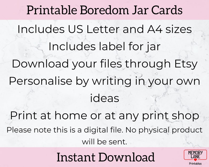 Boredom Jar Cards | I'm Bored Jar | Printable Kids Activity Ideas ...