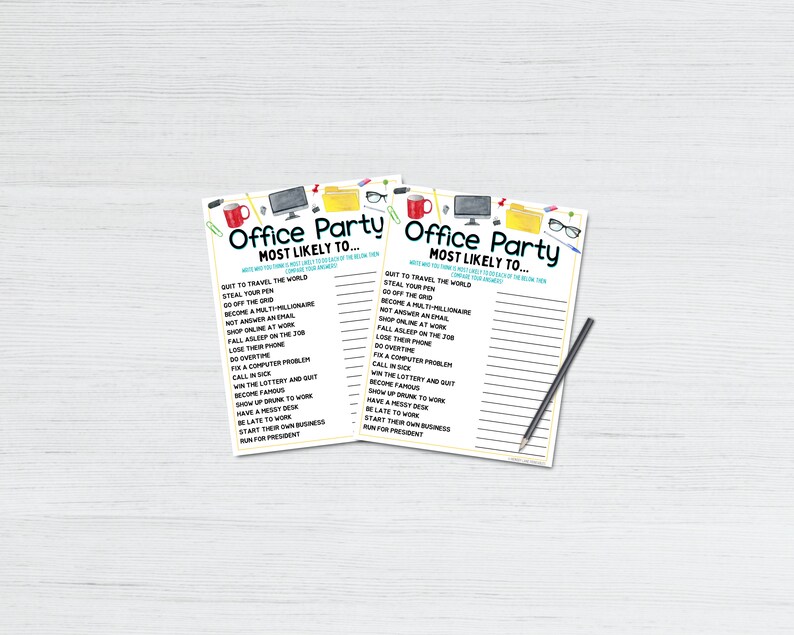 Office Party Most Likely to Game | Work Party Game | Fun Printable Game ...