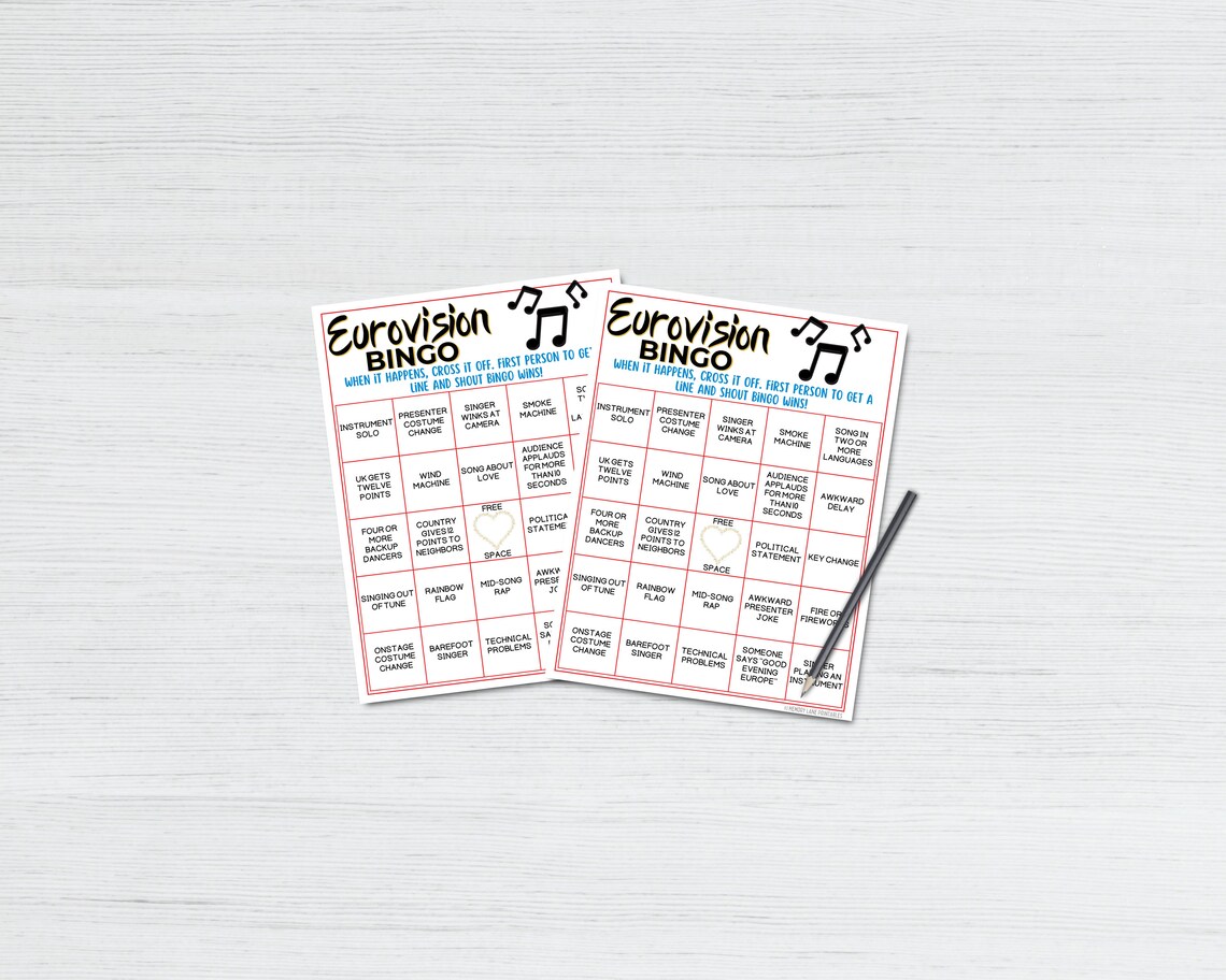 Eurovision Bingo Game Eurovision Party Game Printable Eurovision Song ...