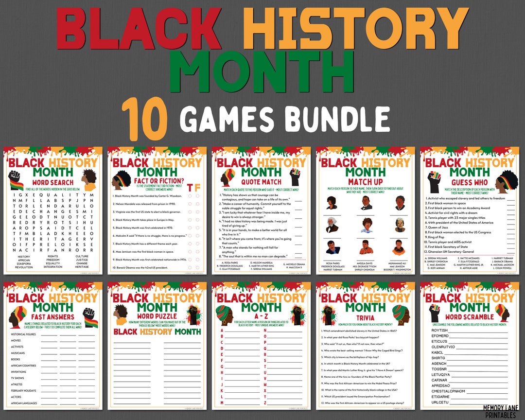 Black History Month Games Bundle | Black History Trivia Games | Fun ...