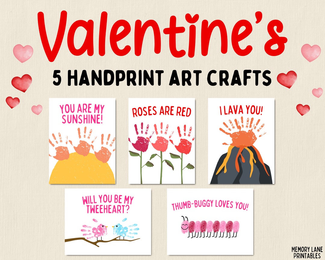 Valentine's Handprint Art Bundle | Valentine's Handprint Crafts | Fun ...