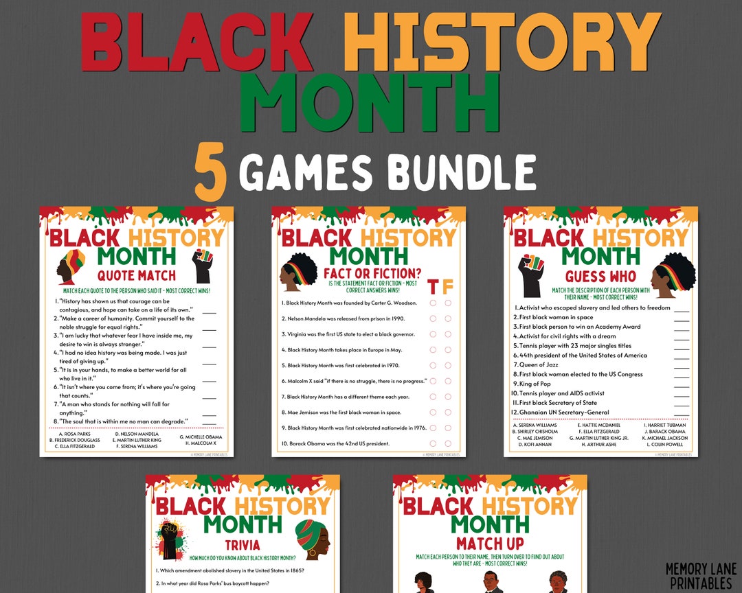 Black History Month Games Bundle | Black History Trivia Games | Fun ...