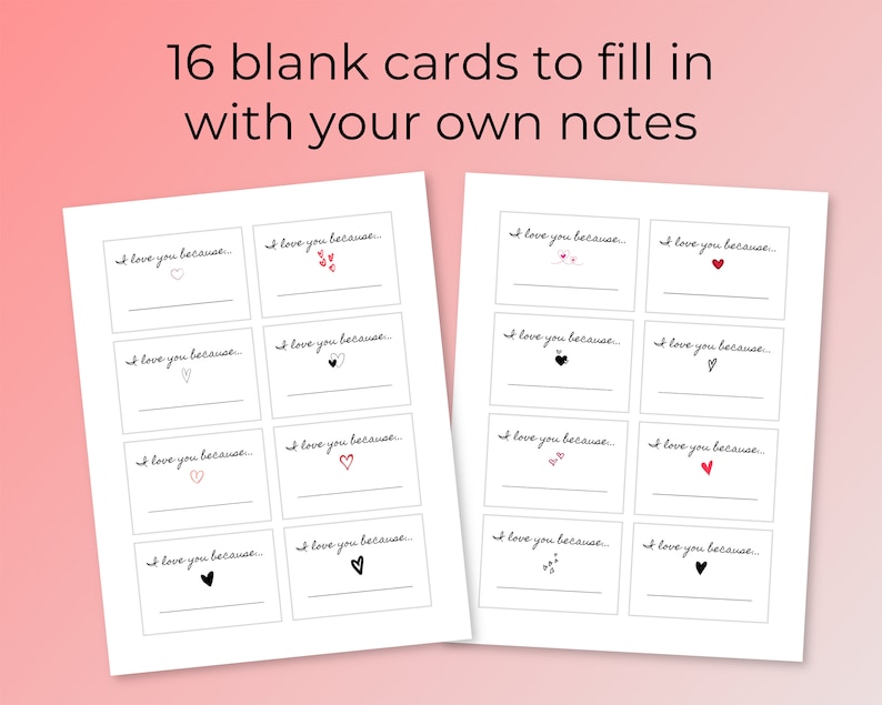 Reasons Why I Love You Cards Printable Love Notes - Etsy