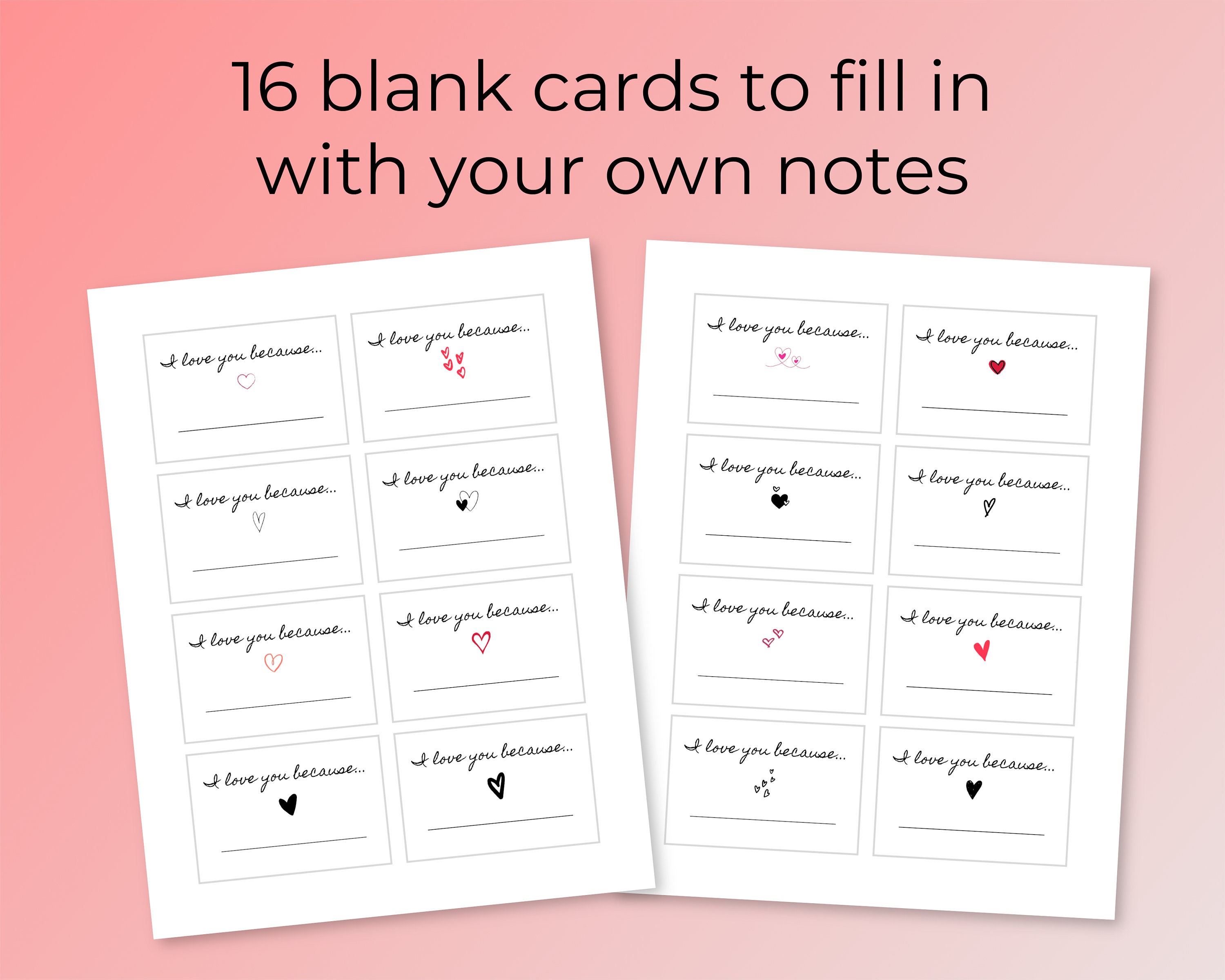 Reasons Why I Love You Cards Printable Love Notes | Etsy