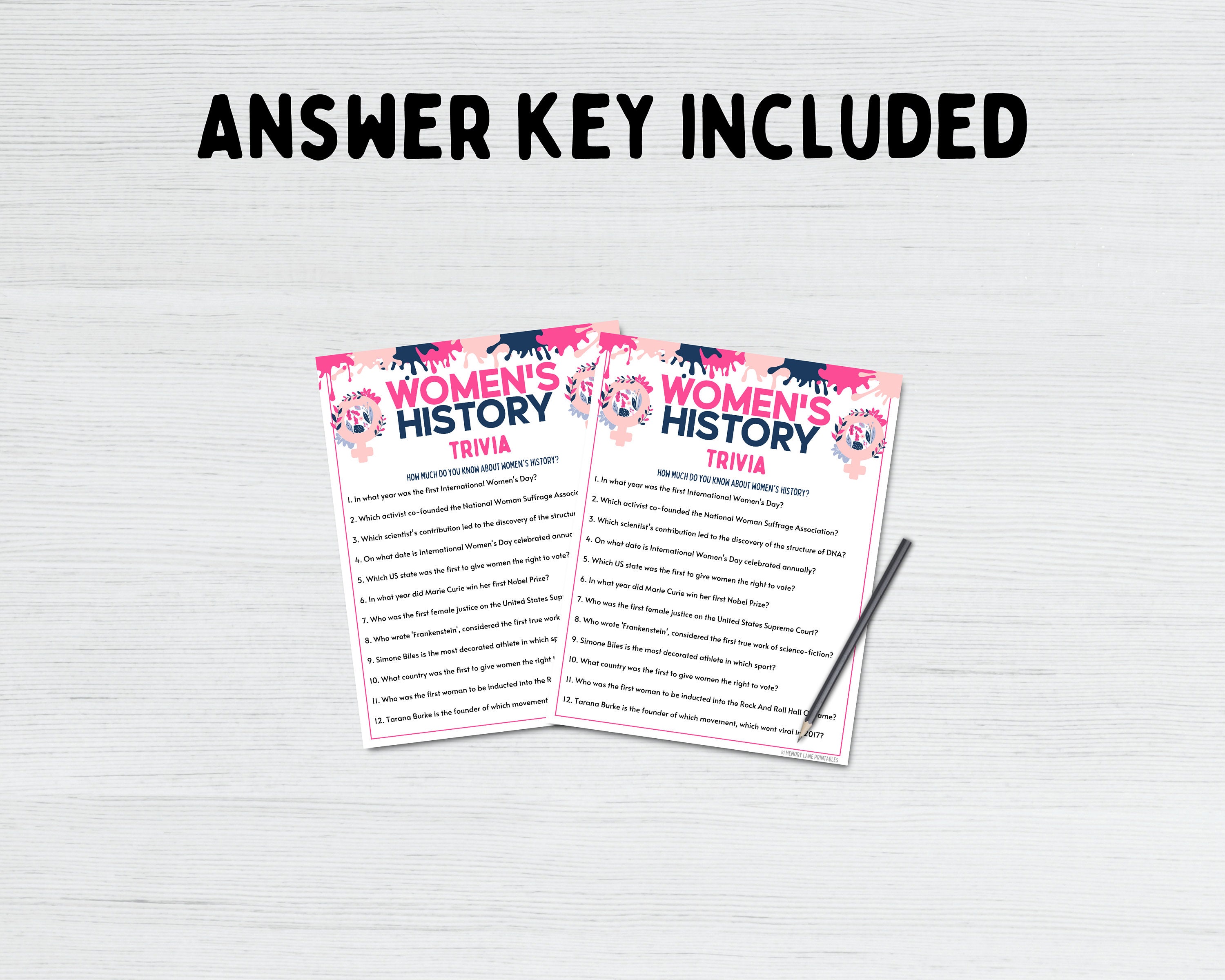 International Women's Day Trivia Game Women's History Month Trivia Game ...