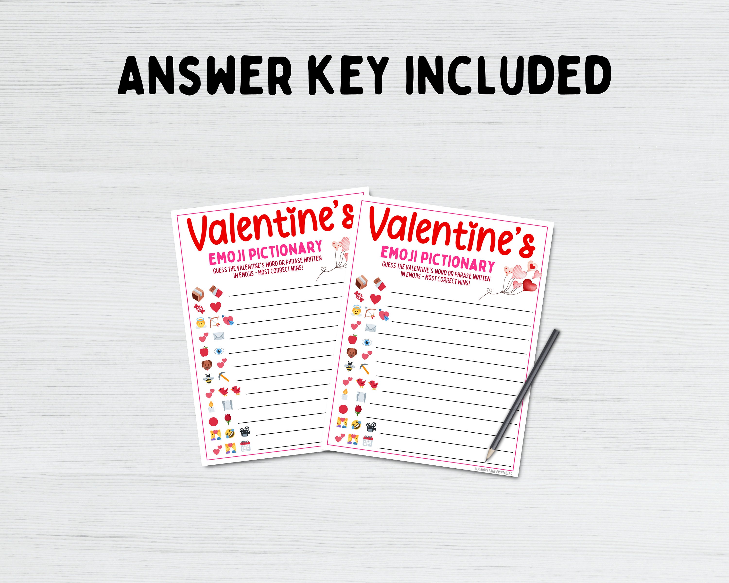 Valentine's Emoji Pictionary Game Valentine's Day Party Game Fun ...