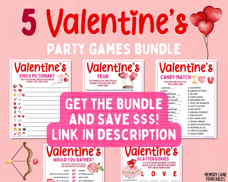 Valentine's Game Bundle | Valentine's Day Party Games | Fun Printable ...