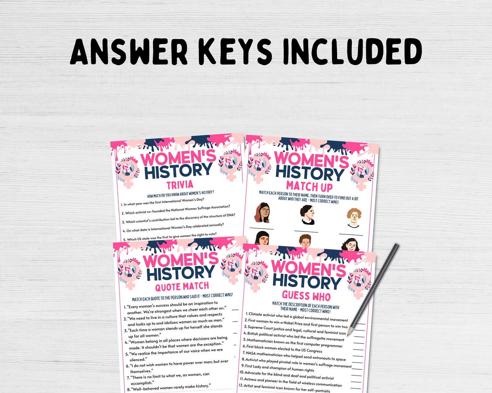 International Women's Day Games Bundle Women's History Month Trivia ...