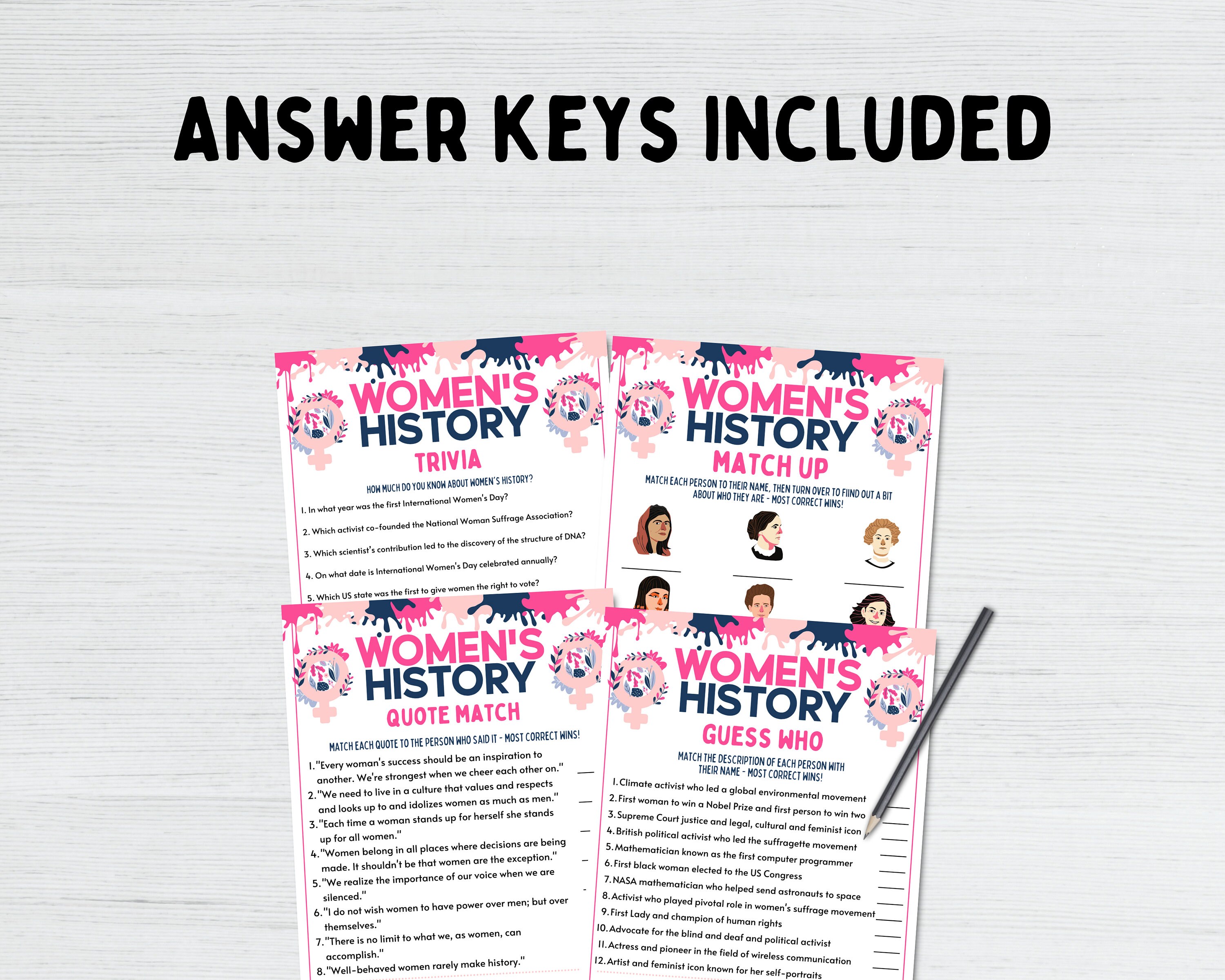 International Women's Day Games Bundle | Women's History Month Trivia ...